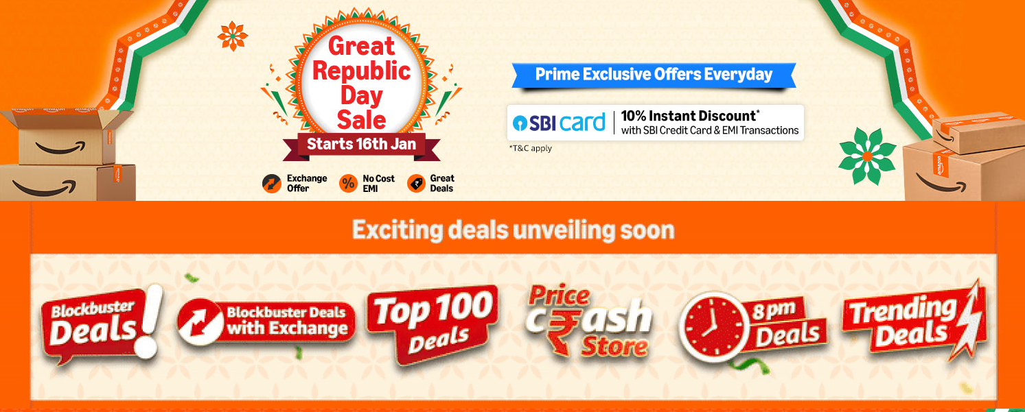 Amazon Great Republic Day Sale 2026 Starts January 16 – SBI Card 10% ...